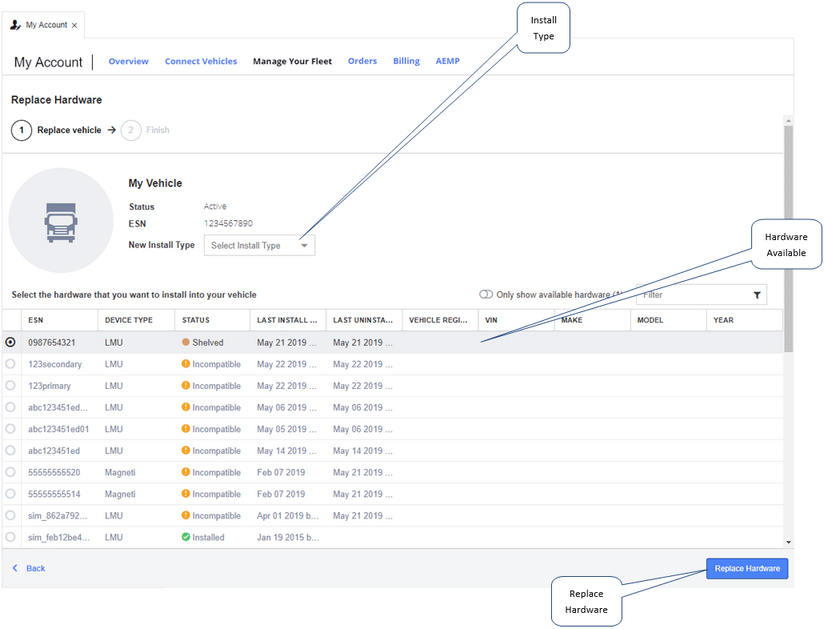 Installing or Replacing Hardware – Verizon Connect Enterprise Help