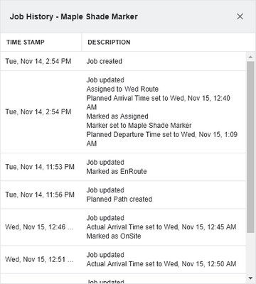 Response Job History Dialog Box – Verizon Connect Enterprise Help