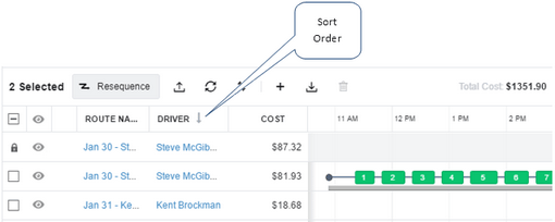 Sorting Lists – Verizon Connect Enterprise Help