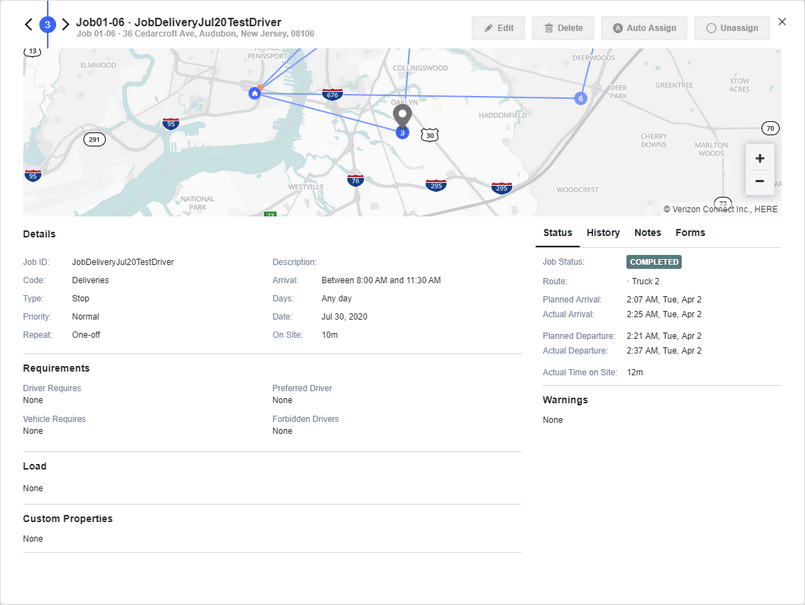 Viewing a Job Overview – Verizon Connect Enterprise Help