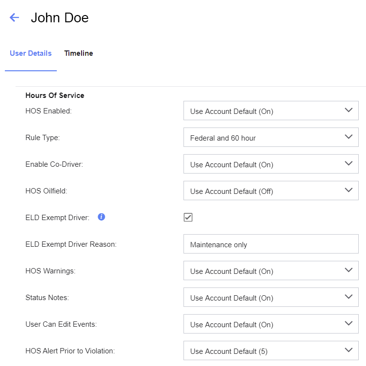 Marking a Driver as ELD Exempt – Verizon Connect Enterprise Help