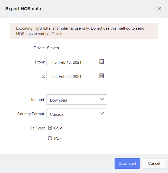 Exporting a Driver's HOS Logs – Verizon Connect Enterprise Help